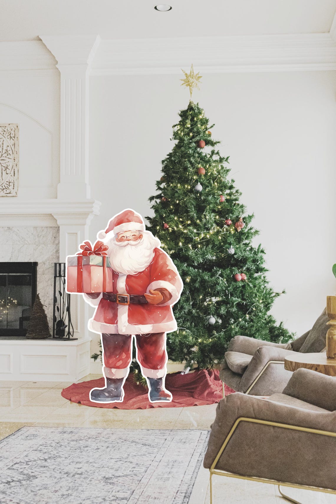 Christmas Santa Claus Big Decor Cutout Party Props, X-mas Holiday ...