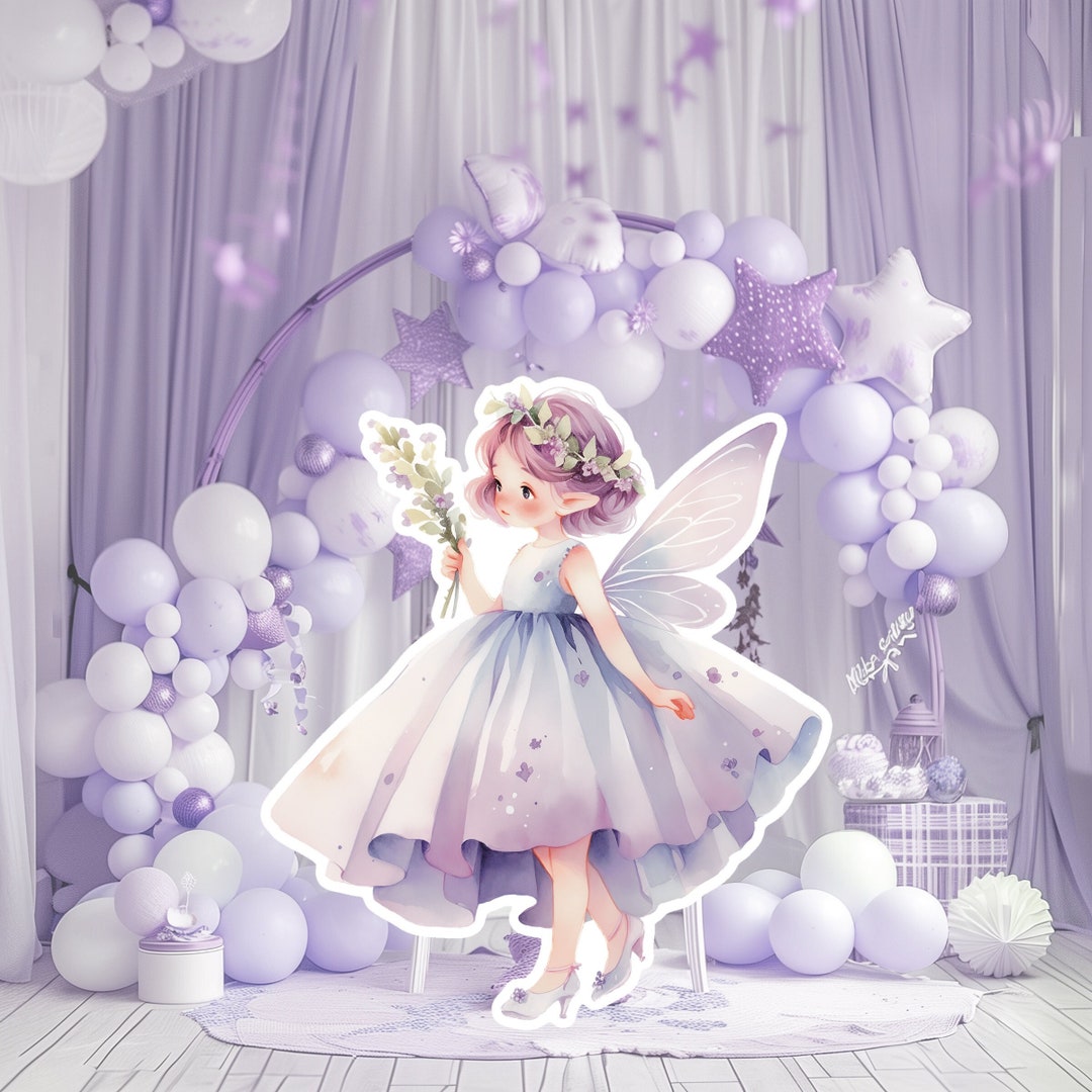 Fairy Big Decor Cutout, Fairy Birthday Standee, Whimsical Floral Fairy ...