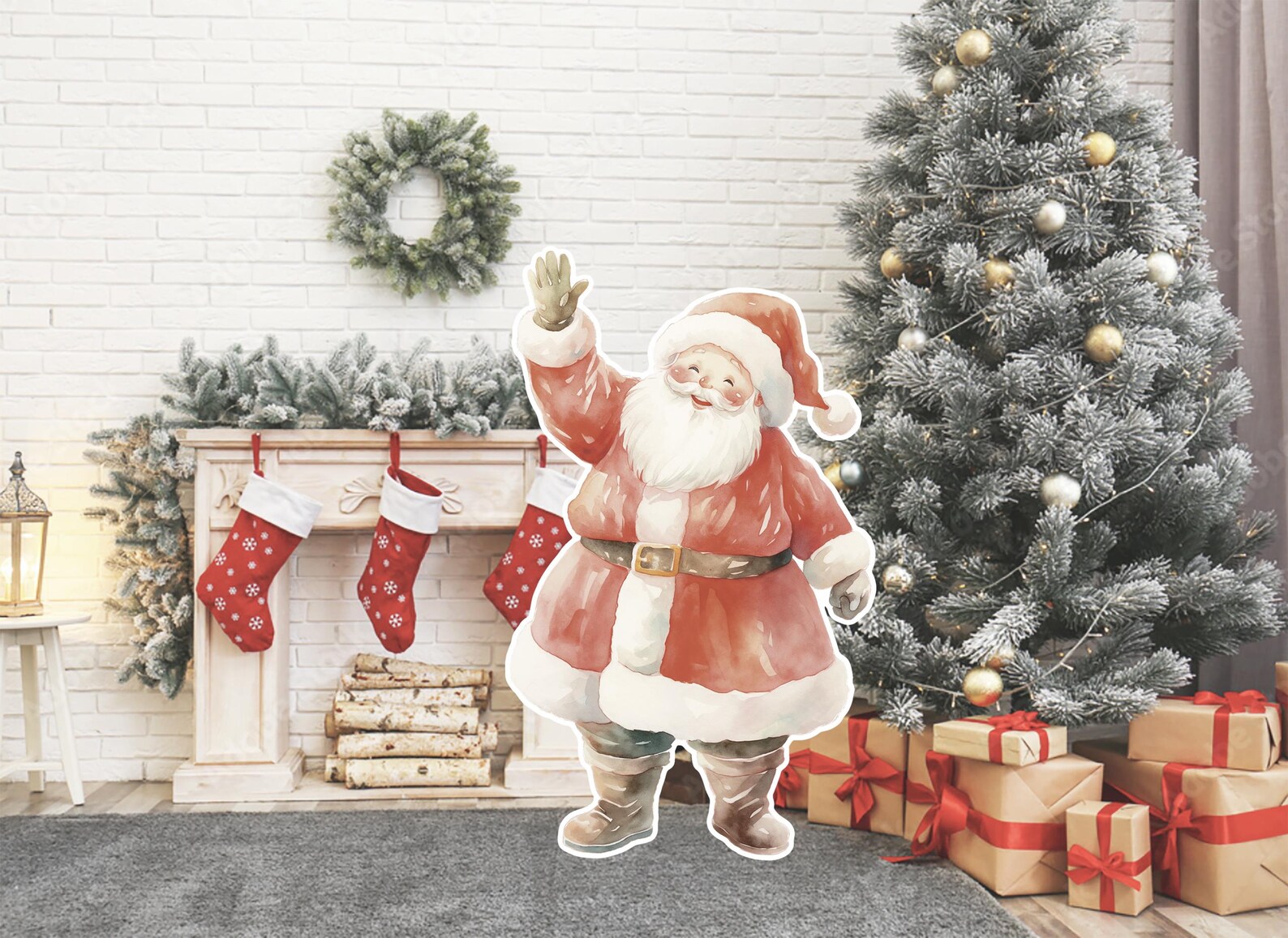 Christmas Santa Claus Big Decor Cutout Party Props, X-mas Holiday ...