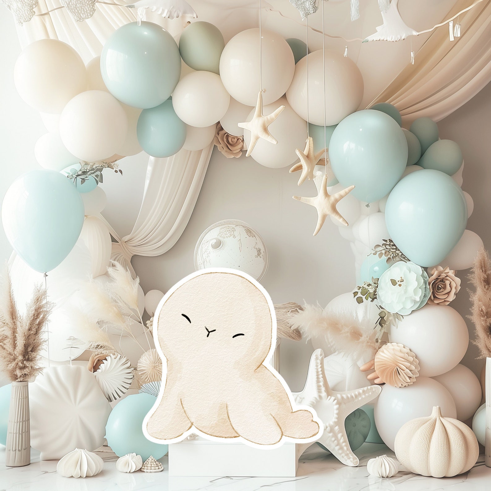 SEAL Baby Big Decor Cutout Party Props, Cute SEAL Birthday Standee ...