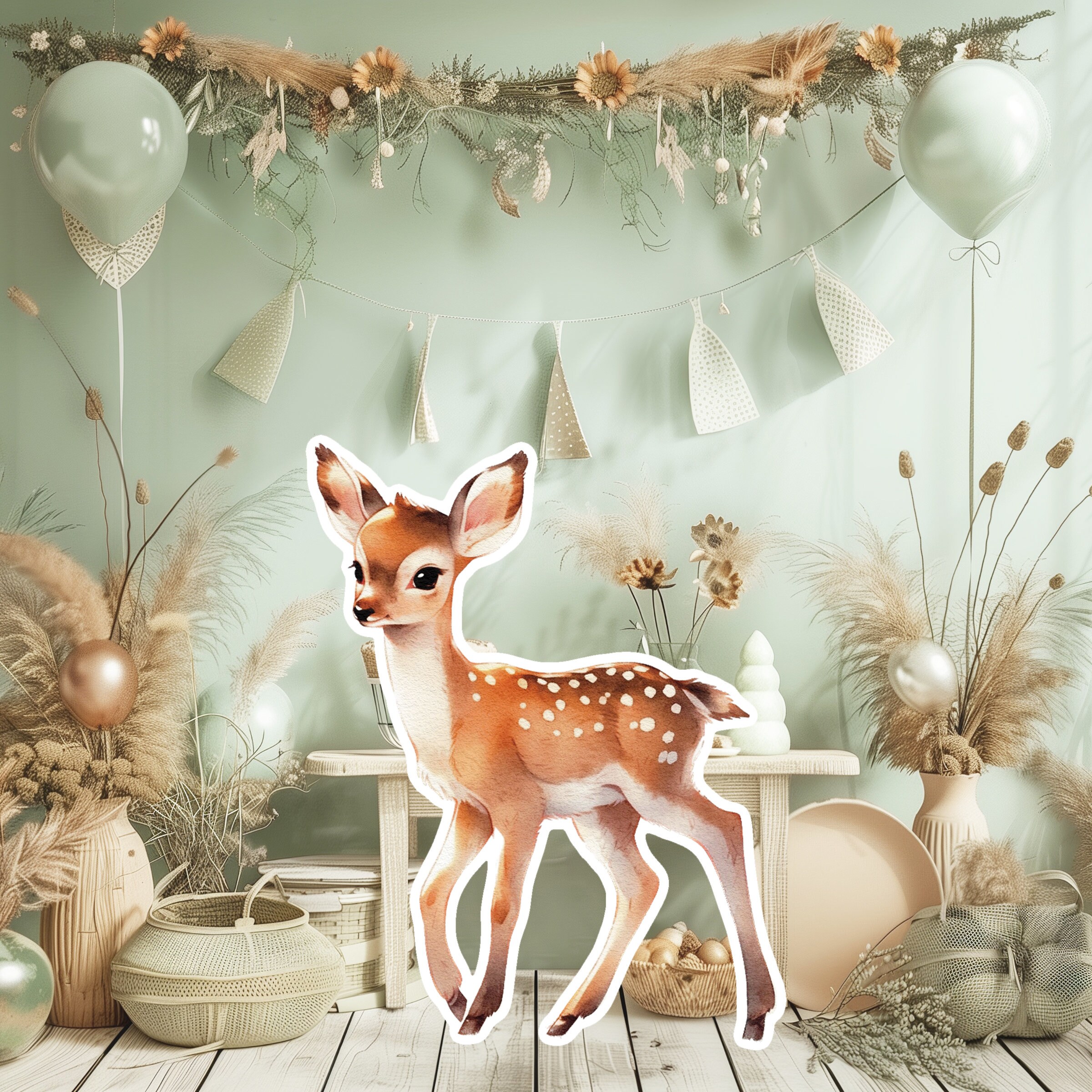 DEER Baby Big Decor Cutout Party Props, Cute DEER Birthday Standee ...