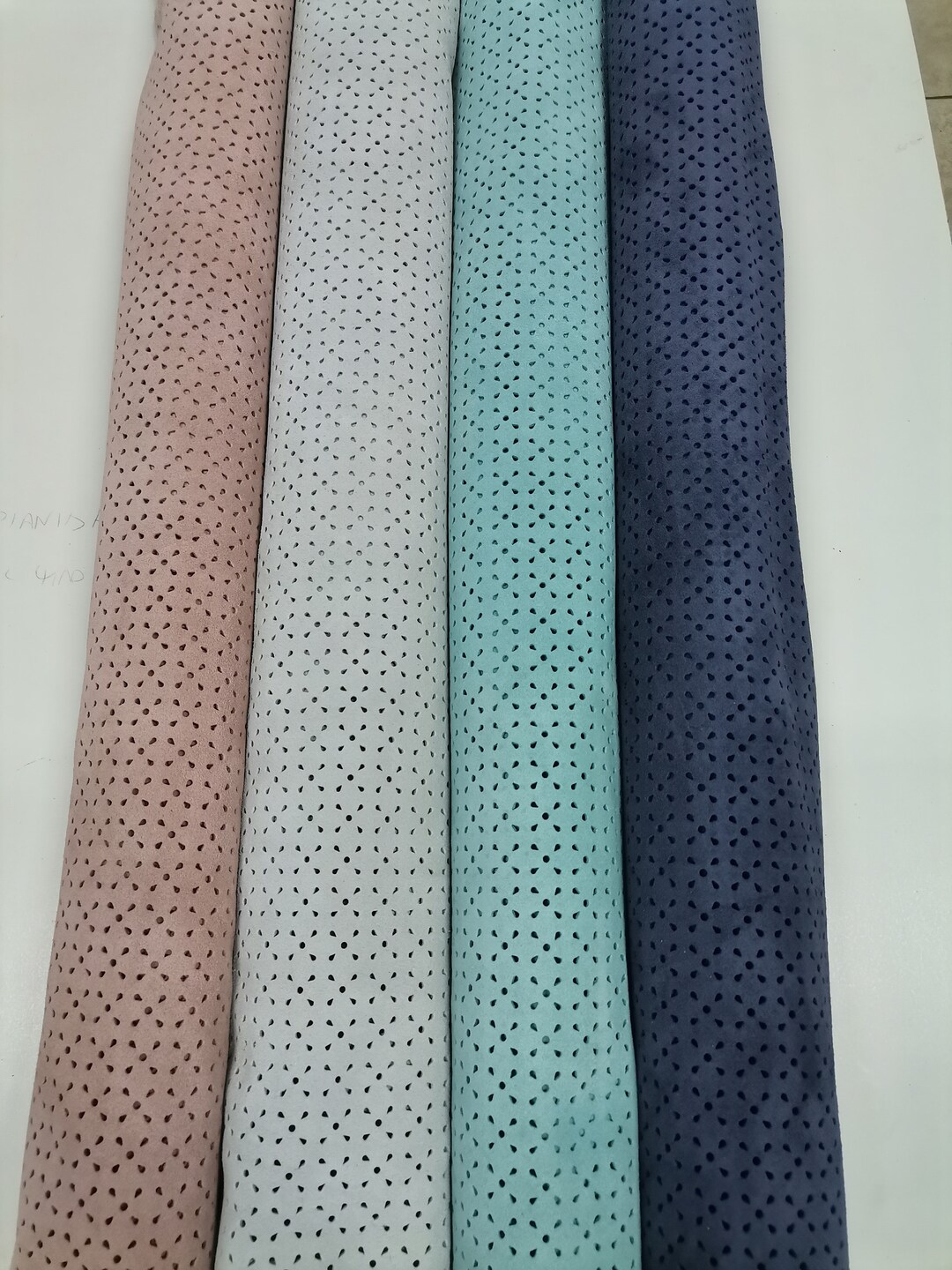 Cow Natural Suede Split Perforated Leather. Genuine Soft Cow Leather 1 ...