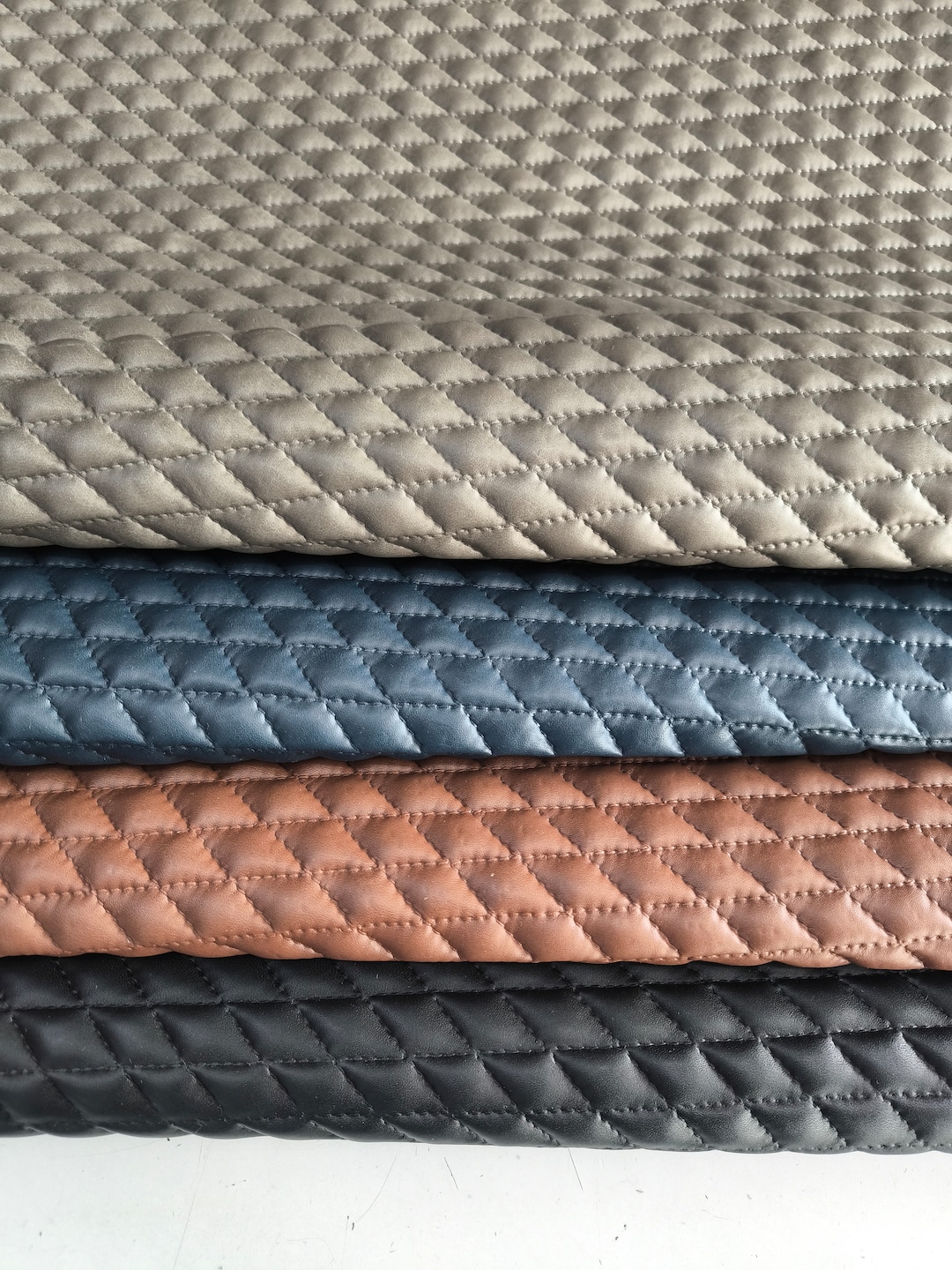 Quilted Rhombus Cow Leather: Embossed Diamond Pattern, 1.2mm (3 Oz ...