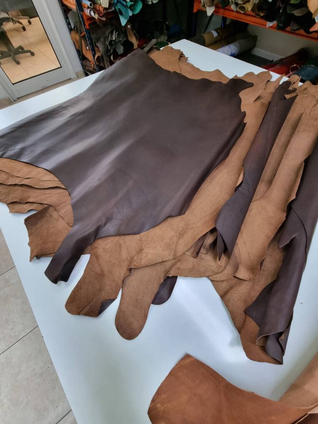 Dark Brown Goat Leather for Crafts, Genuine Goatskin Hide, Thick. 1,1mm ...