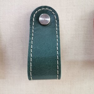 Handmade Leather Drawer Pulls: Stitched Furniture Knobs, Solid Brass ...
