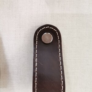 Handmade Leather Drawer Pulls: Stitched Furniture Knobs, Solid Brass ...
