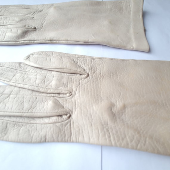 Vintage, Ivory, Leather, Driving Gloves, S/M - Gem
