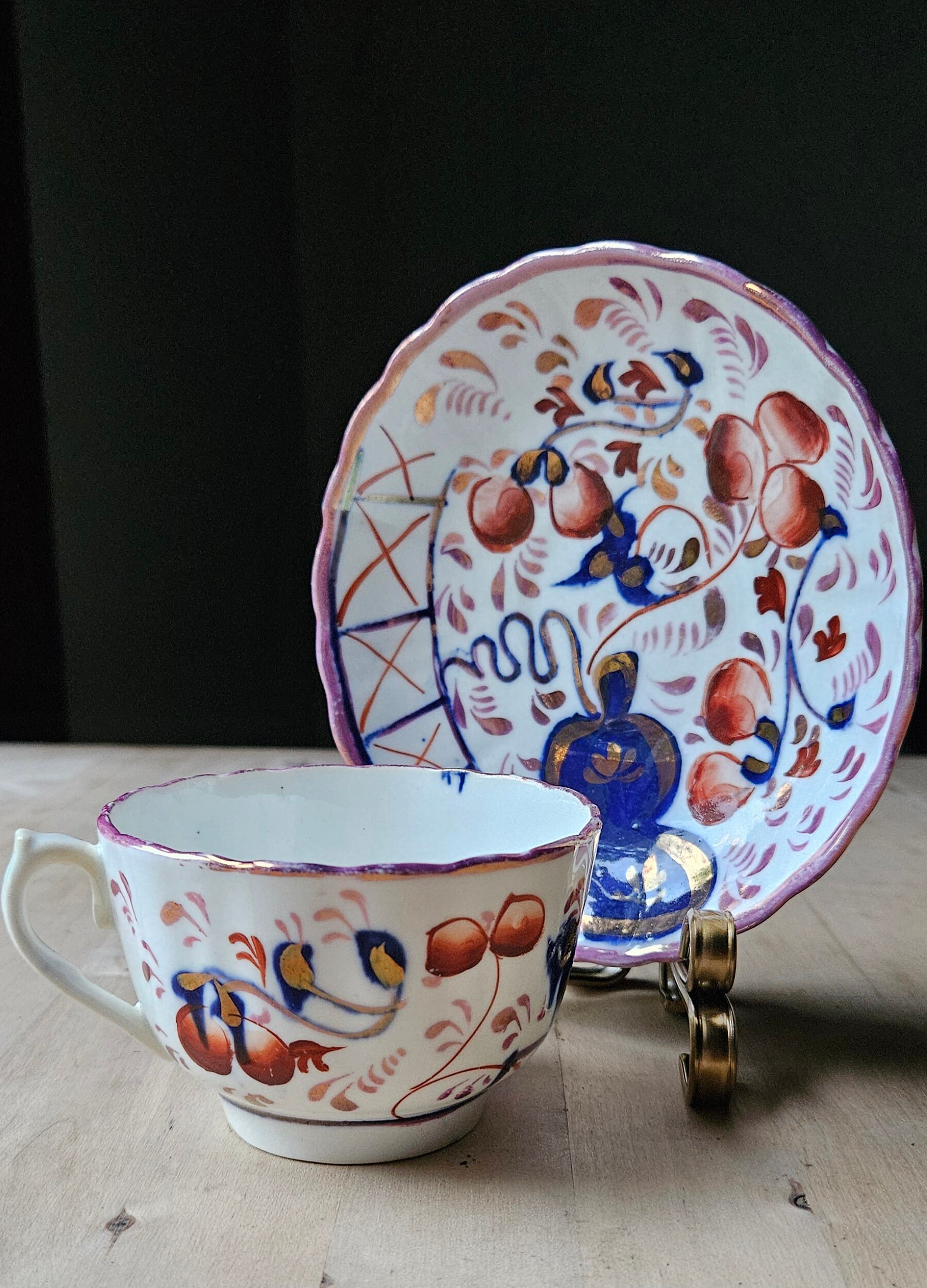 Antique Gaudy Welsh Tea Cup & Side Plate 19th Century British. - Etsy