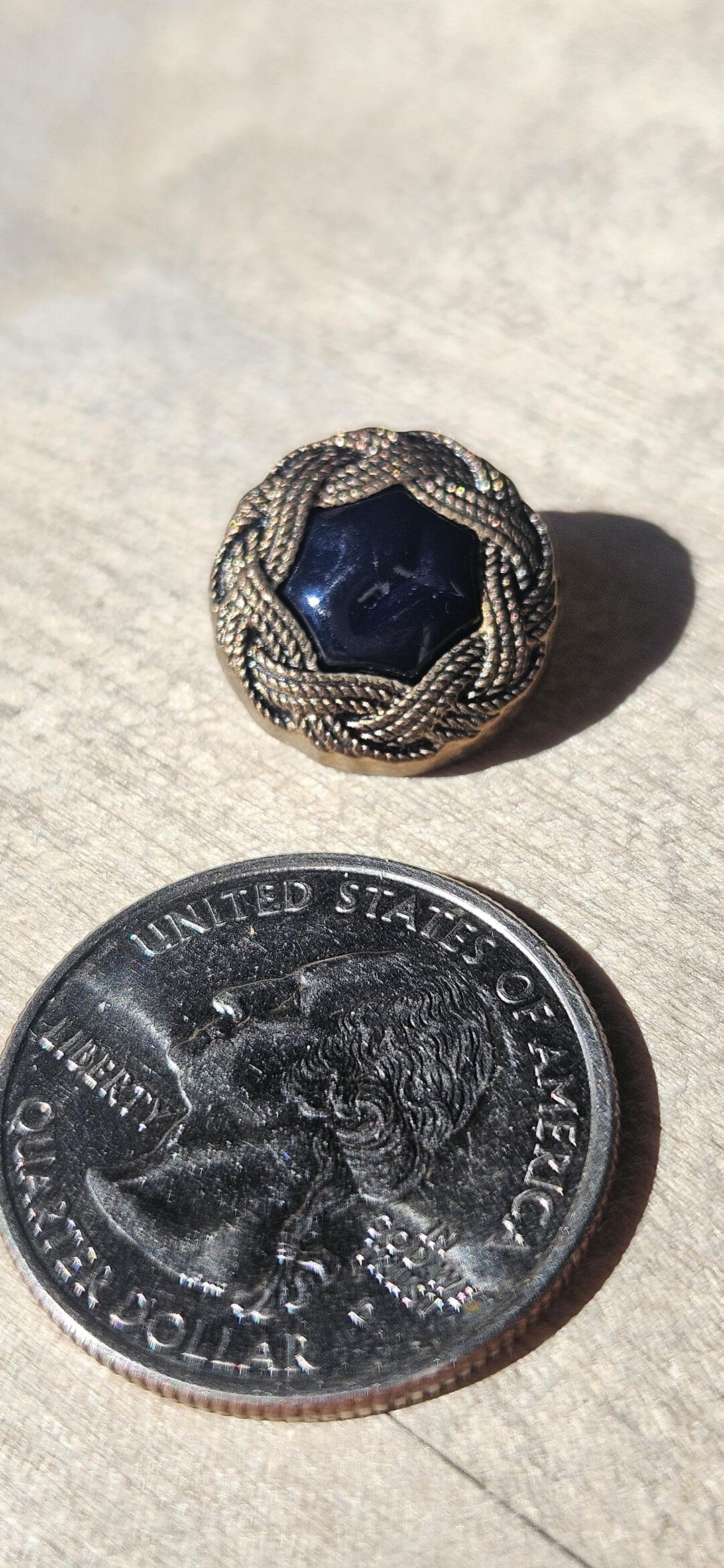 Vintage, Gold Braid Button, Black Dome Centres, Old Gold Tone, Plastic ...