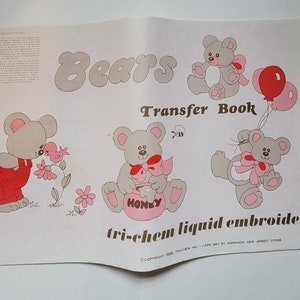 Vintage, Tri Chem, Hot Iron, Transfer Book 0677, Bears, Liquid ...