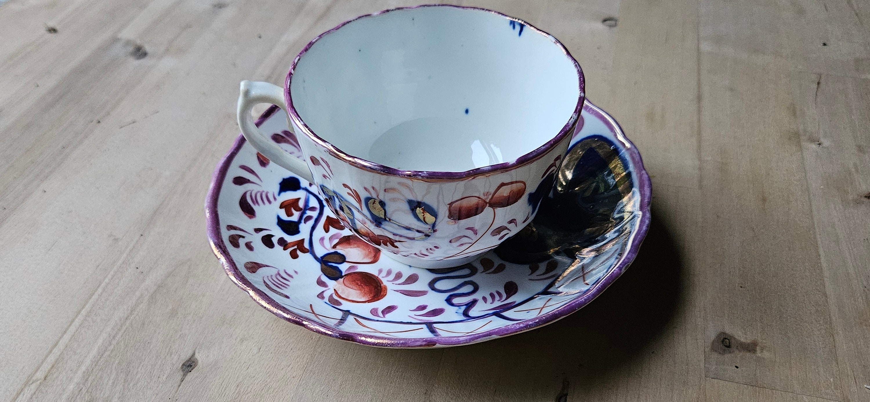 Antique Gaudy Welsh Tea Cup & Side Plate 19th Century British. - Etsy