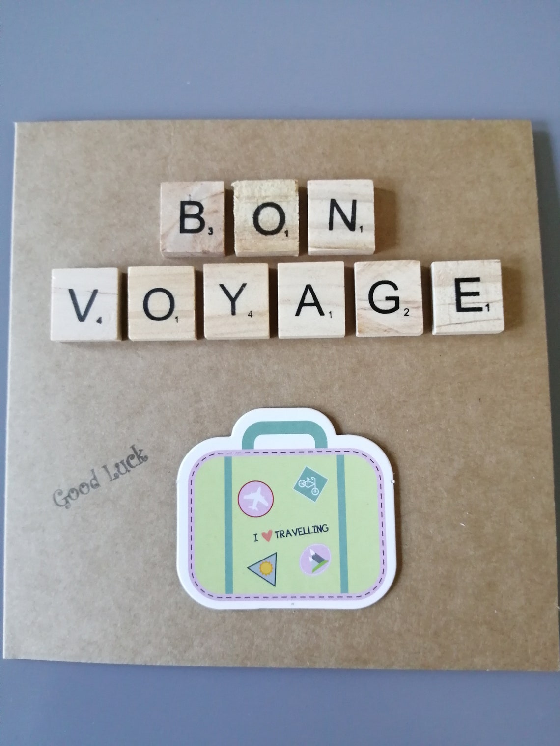 Handcrafted Scrabble Bon Voyage Card Handmade Card Goodbye Bye - Etsy UK