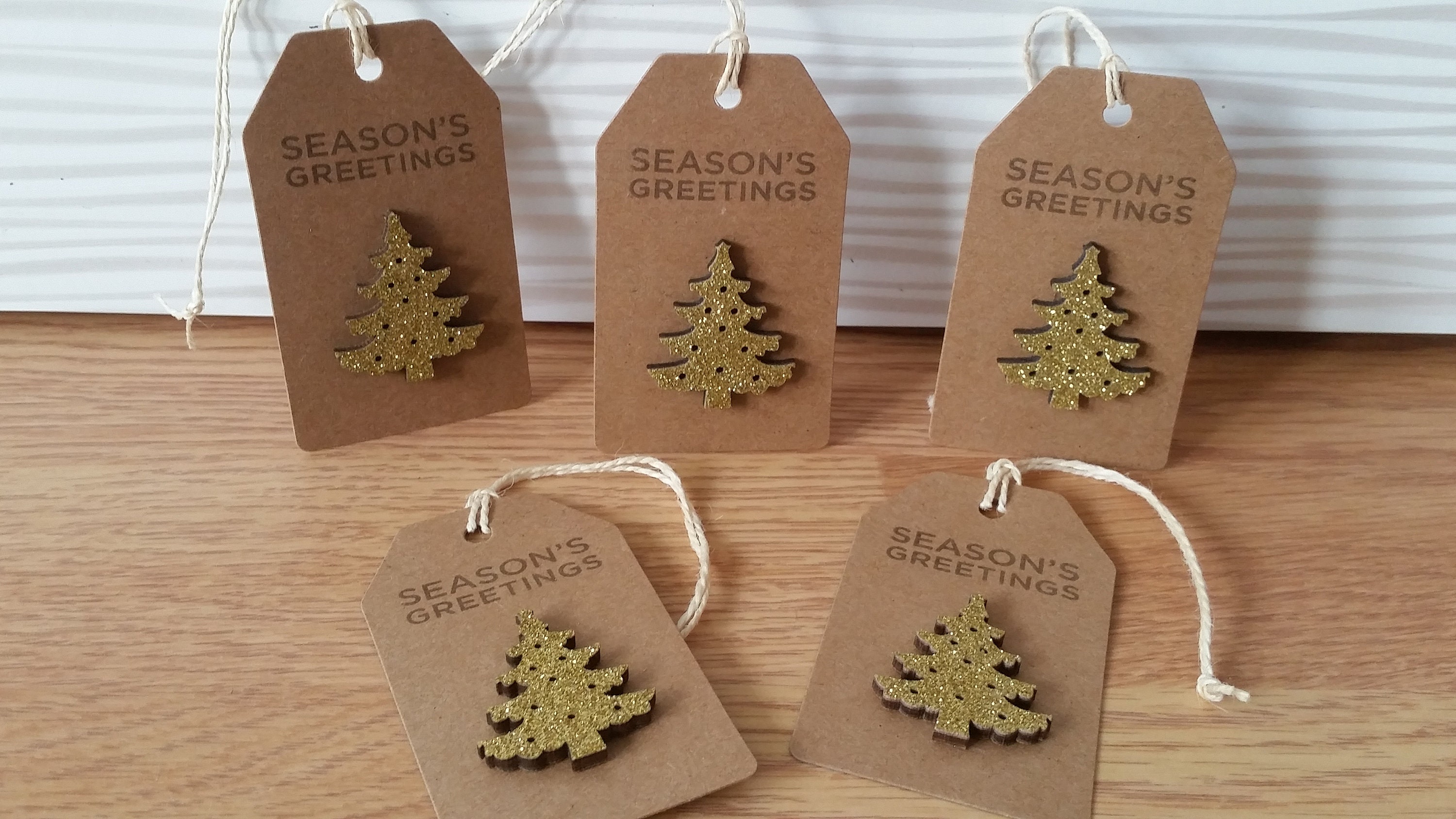 5 X Christmas Gift Tags 3D Wooden Glitter Tree Tags Luggage - Etsy