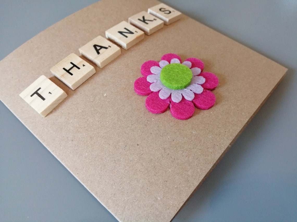 Handcrafted Scrabble Thanks Card ,key-worker, NHS, Thanks, Thank You ...