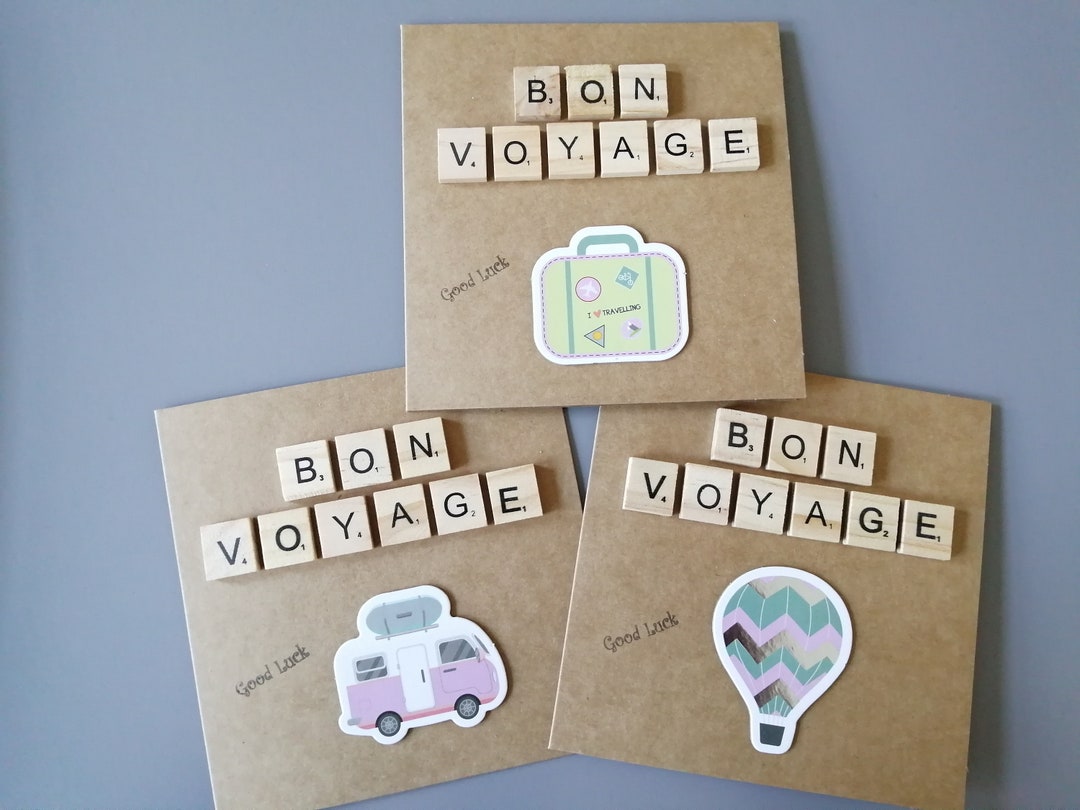 Handcrafted Scrabble Bon Voyage Card Handmade Card Goodbye Bye Bye Gift ...