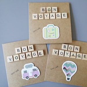 Handcrafted Scrabble Bon Voyage Card Handmade Card Goodbye Bye Bye Gift ...