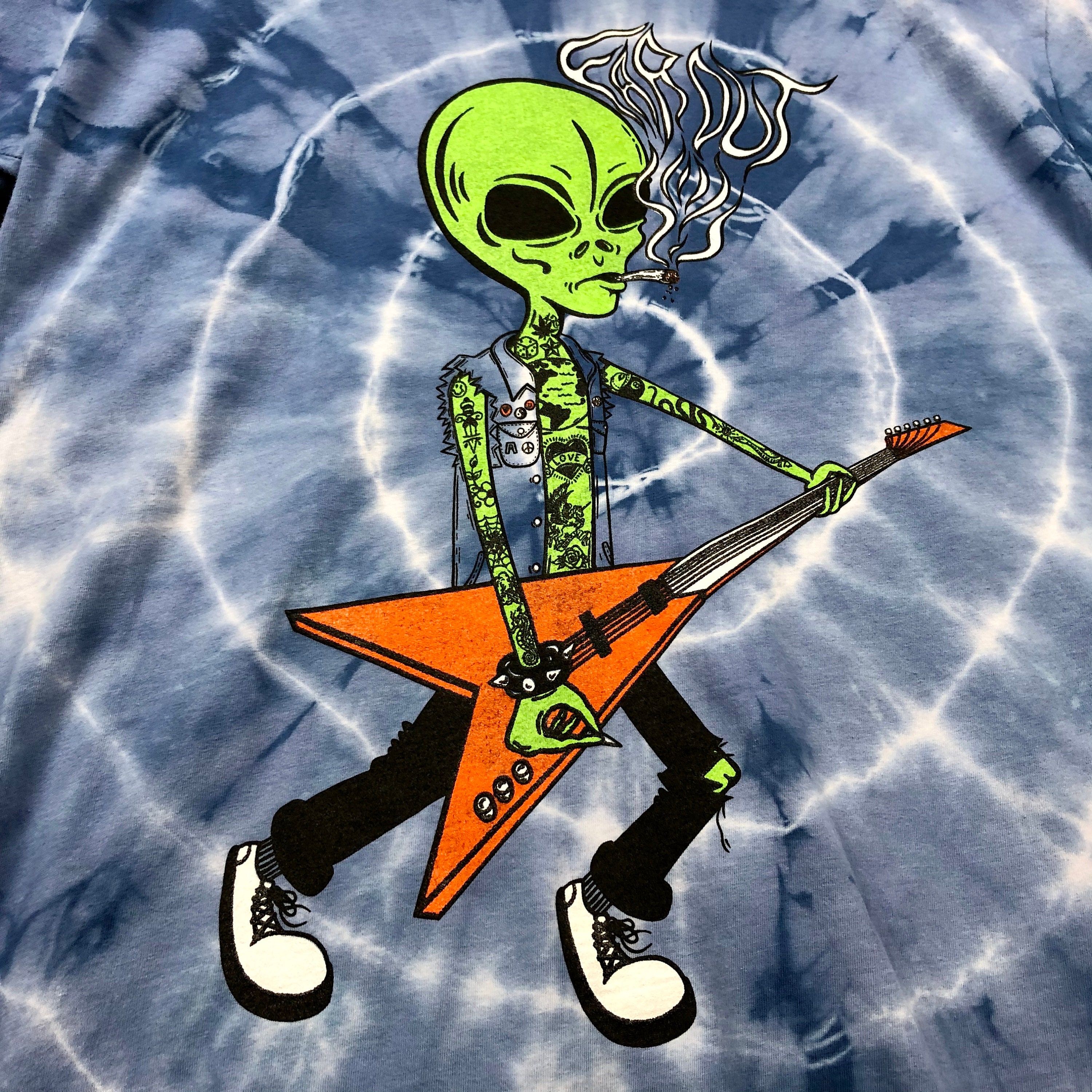 Rock N Roll Far Out Space Alien Tee Shirt Custom Blue and | Etsy