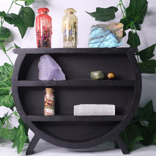 Wooden Cauldron Shelf Herb Storage Shelf Crystal Display - Etsy