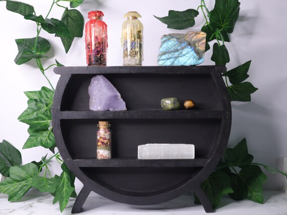 Wooden Cauldron Shelf Herb Storage Shelf Crystal Display - Etsy