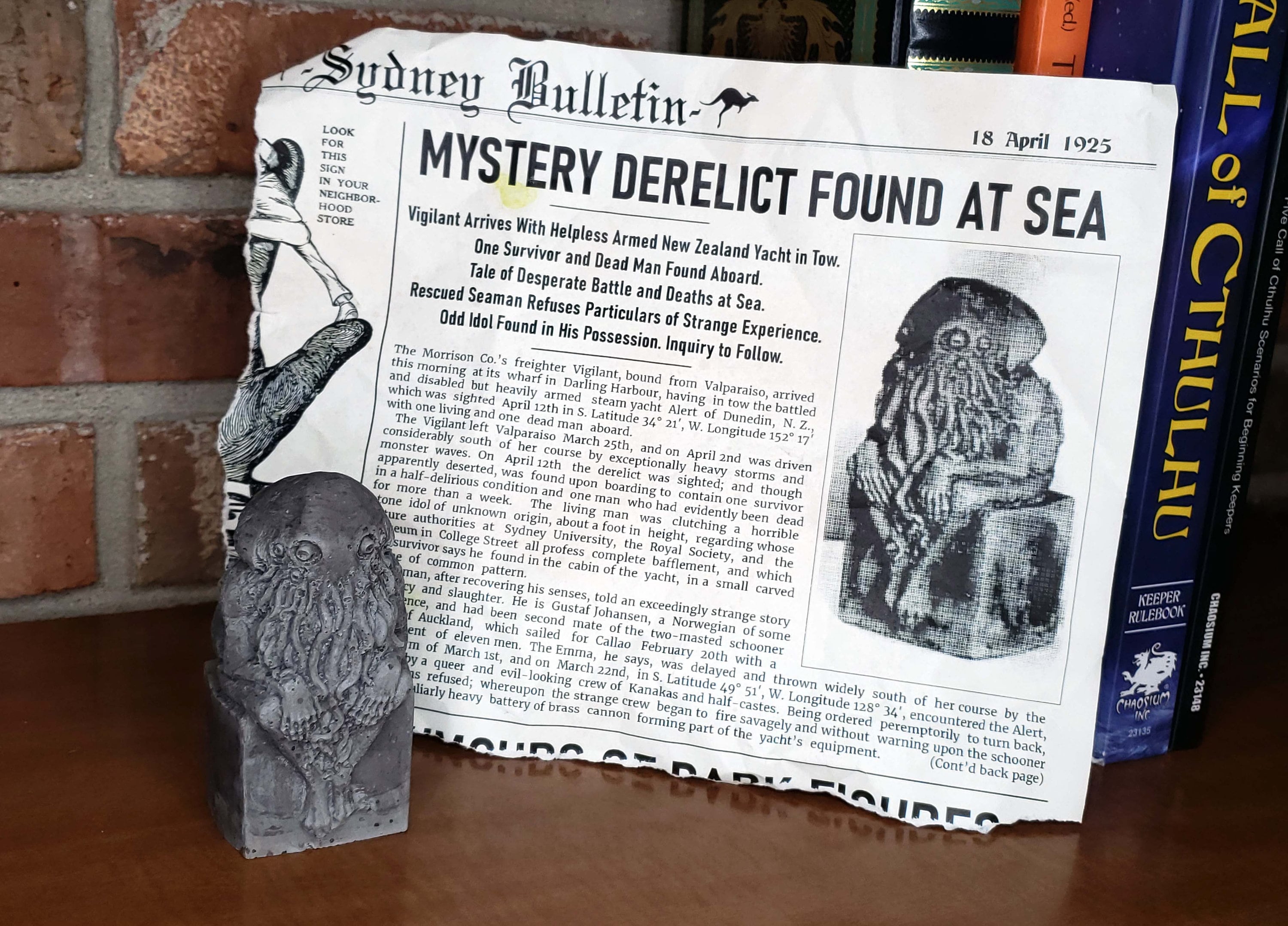 Cthulhu Stone Idol Newspaper & Crate Lovecraft Concrete | Etsy