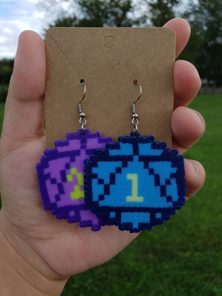 Pixel D20 Fuse Bead Hook Earrings - Etsy