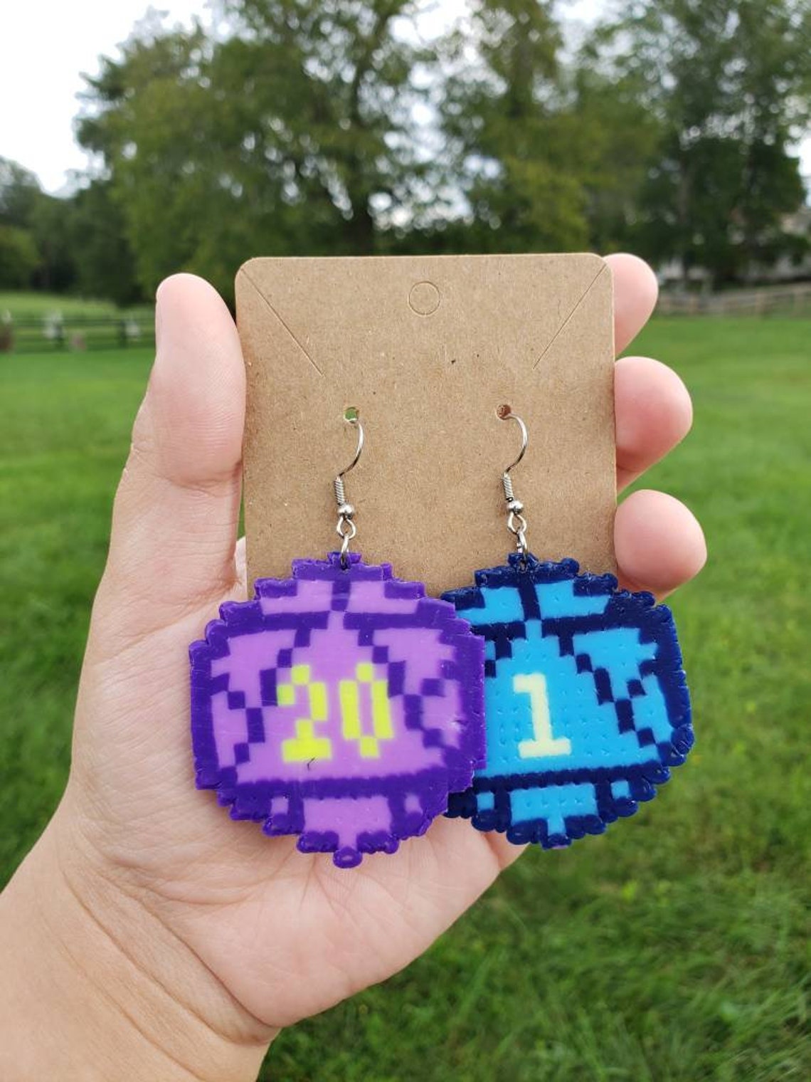 Pixel D20 Fuse Bead Hook Earrings - Etsy