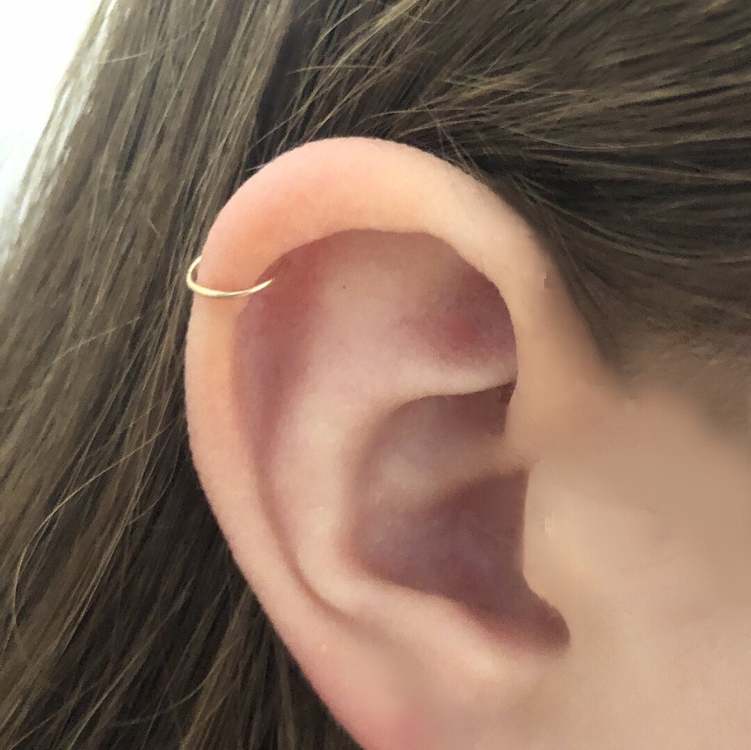 Helix Hoop, Helix Ring, Tragus Hoop, Hugger Earrings, Gold Helix Hoops ...