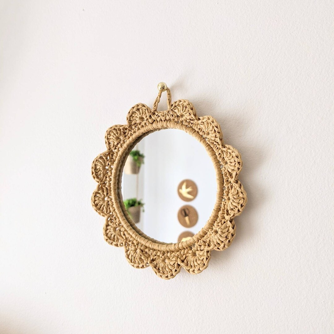 Crocheted Raffia Mirror Frame - Etsy