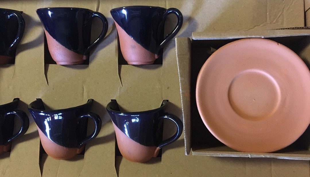 Espresso Cup Set With Saucers, Clay Pottery İtalian & Greek Coffee Cup ...