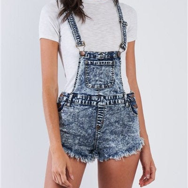 Denim Overall Shorts - Etsy