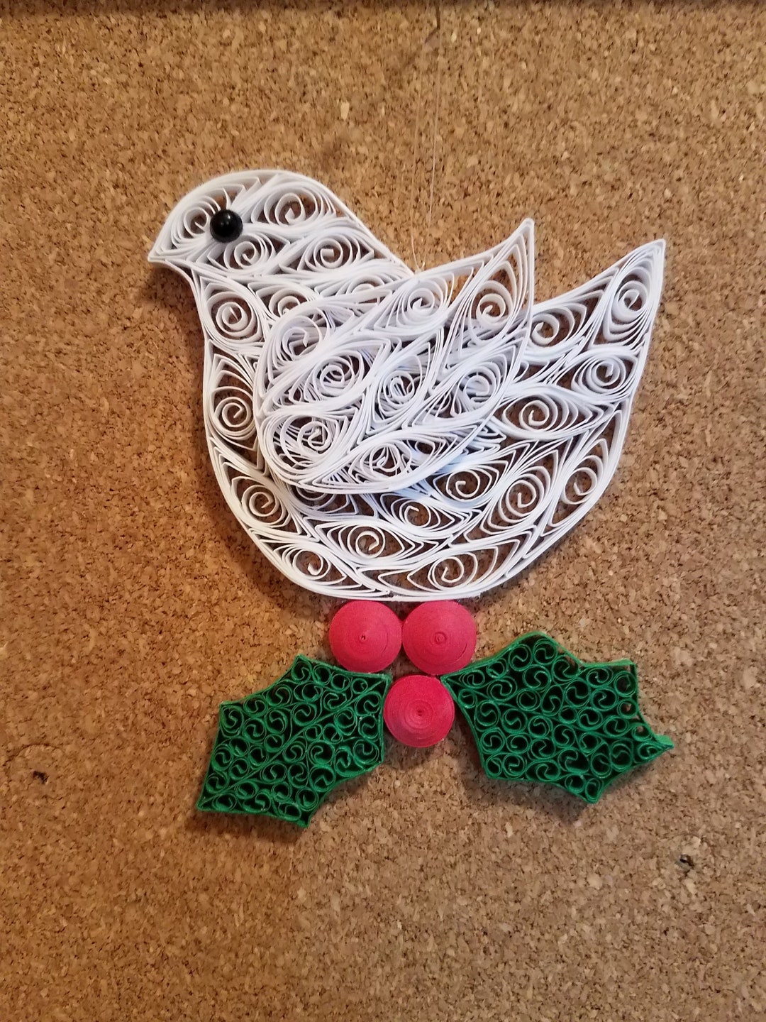 Quilled Dove and Holly Ornament - Etsy