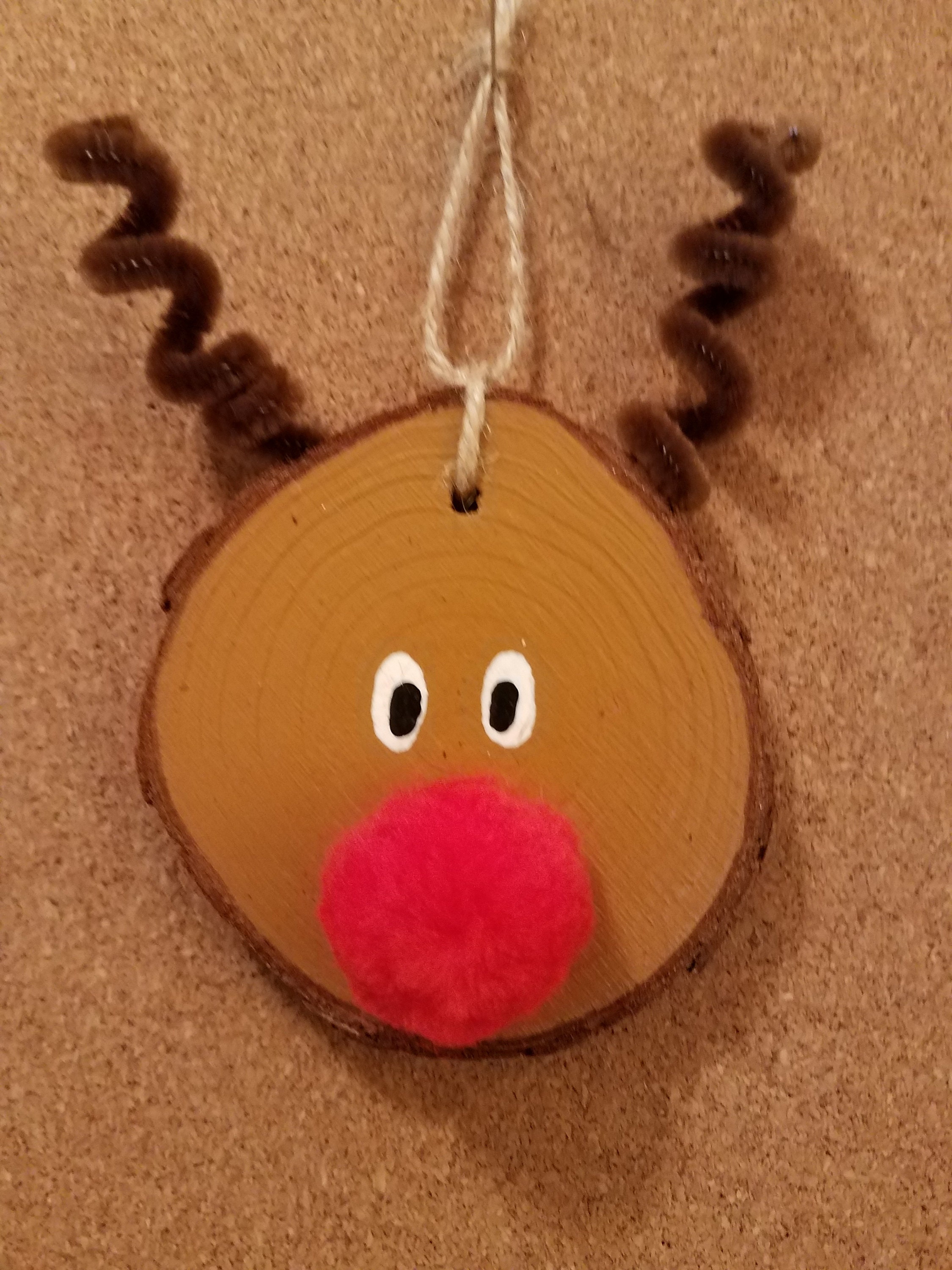 Painted Rudolph on Wood Slice Ornament - Etsy