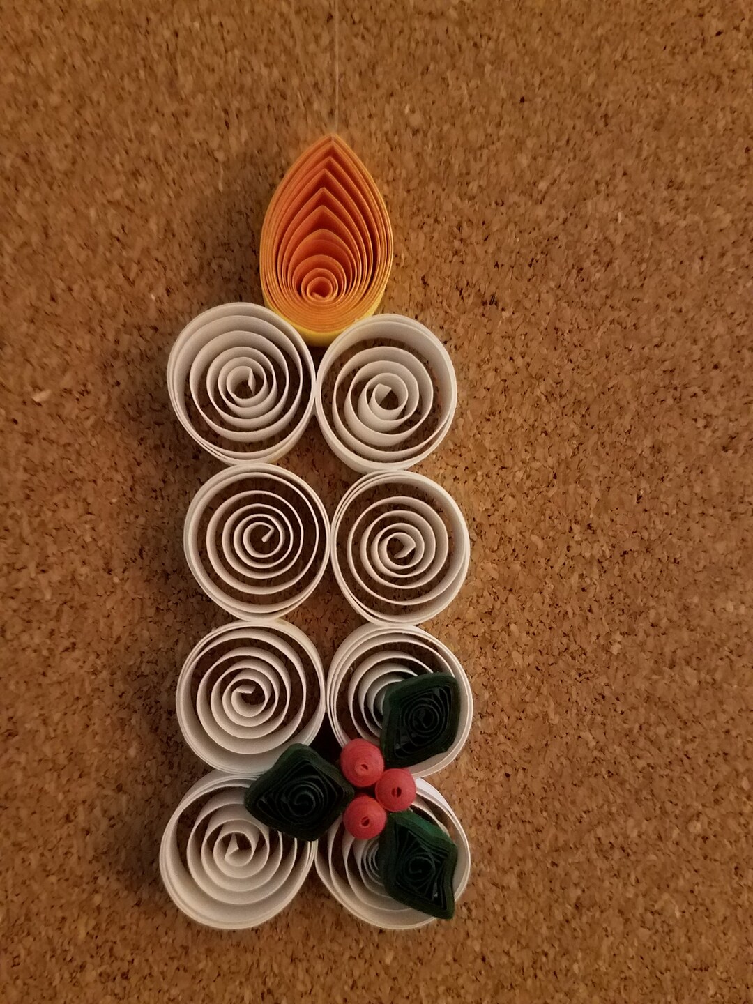 Quilled Candle With Holly Ornament - Etsy