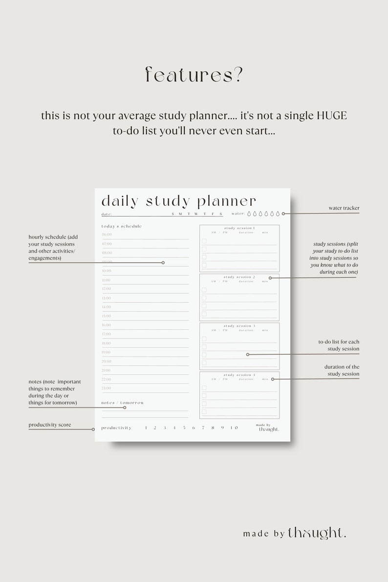 Daily Study Planner - Etsy