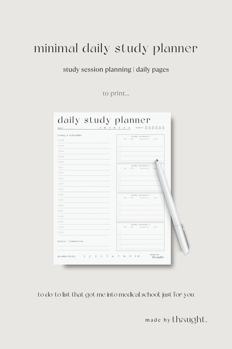 Daily Study Planner - Etsy
