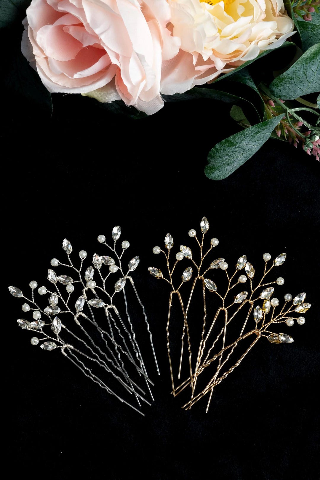 Set of 6 Crystal Hair Pins, Bridal Hair Pins, Crystal Wedding Hair Pins ...