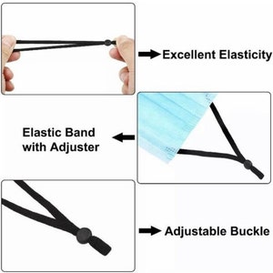 Soft Elastics With Adjuster for Face Masks, Elastic With Stoppers ...