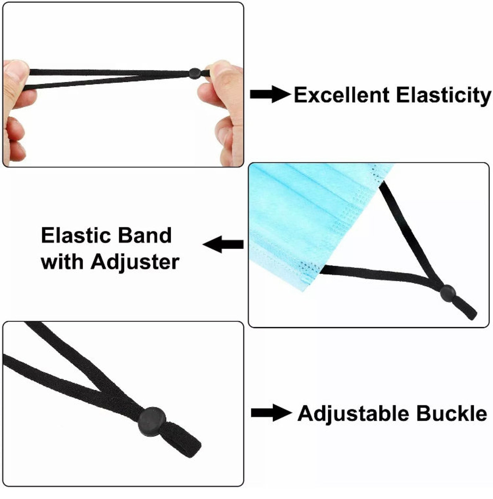5 Long Soft Elastic With Stoppers Elastic With Adjuster - Etsy