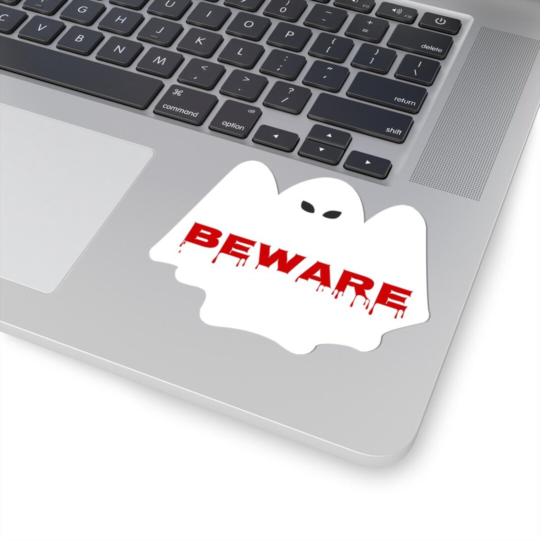 BEWARE Ghost Halloween Sticker Scary Dripping Blood Spooky Graphic ...