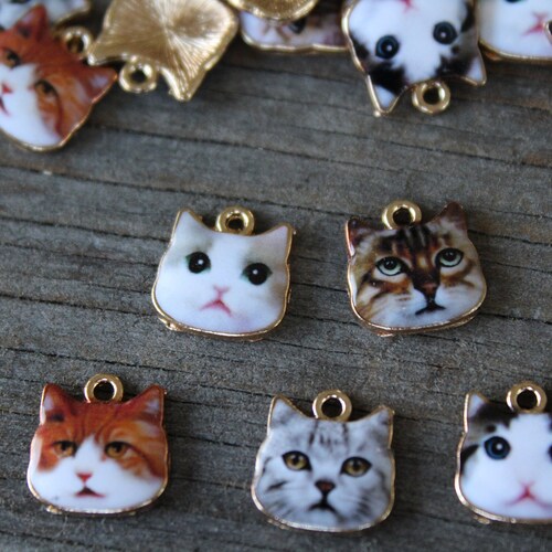 25mm Kawaii Cat Charms Pendants for Jewelry Making Bracelets | Etsy