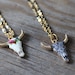 Bull Charm Necklace With Gold and Enamel Chain Cow Steer - Etsy