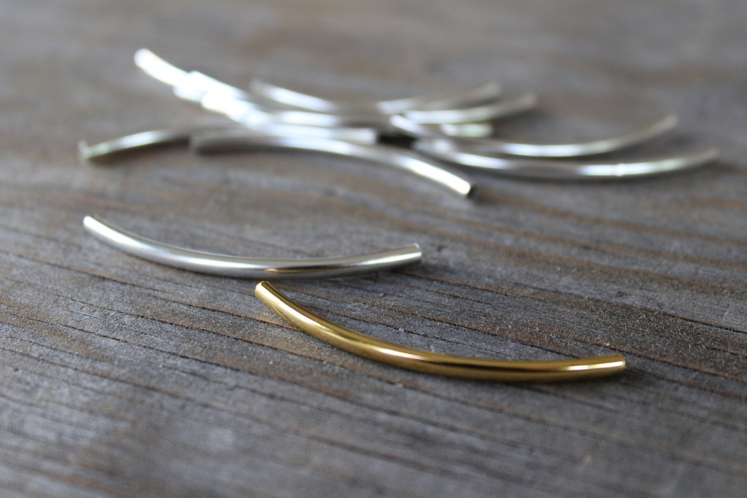 Tube Beads - Set of 3 - Gold or Silver Metal Tube Findings Pendants for ...