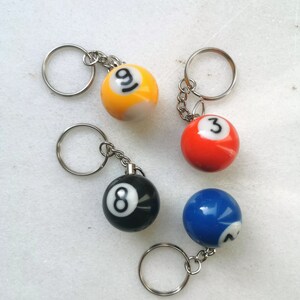Pool Ball 8 Ball Keychain, Lucky Bag Purse Charm, Magic Keyring, Solids ...