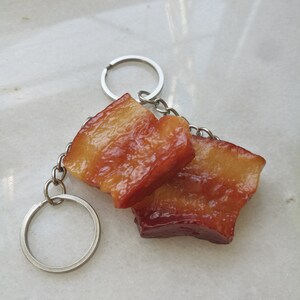 Bacon Meat Keychain, Pork Steak Food Keychain , Pork Beef Steak Keyring ...