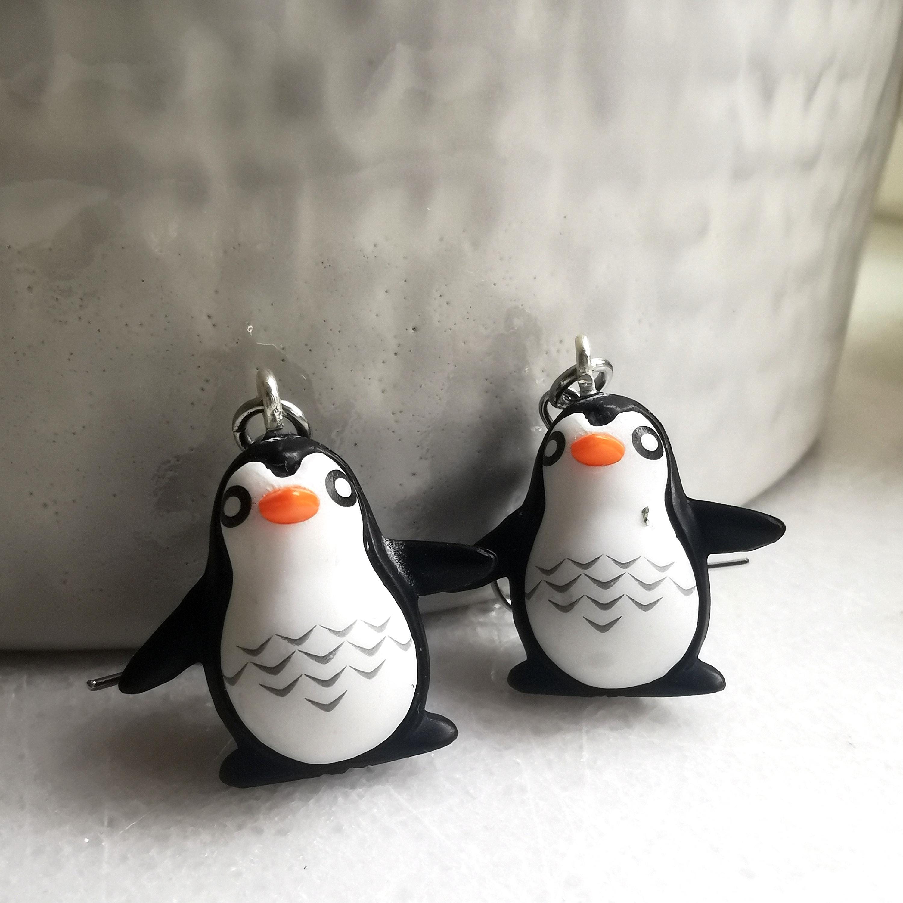Penguin Earrings, Arctic Bird Gift Souvenir, Small Cute Sea Bird Charm ...