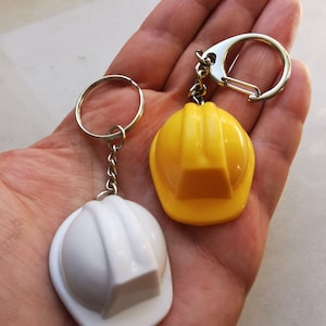 Tiny Hard Hat Keychain, Mini Construction Hard Hat, Miniatrue Helmet Keychain, Safety Work ...
