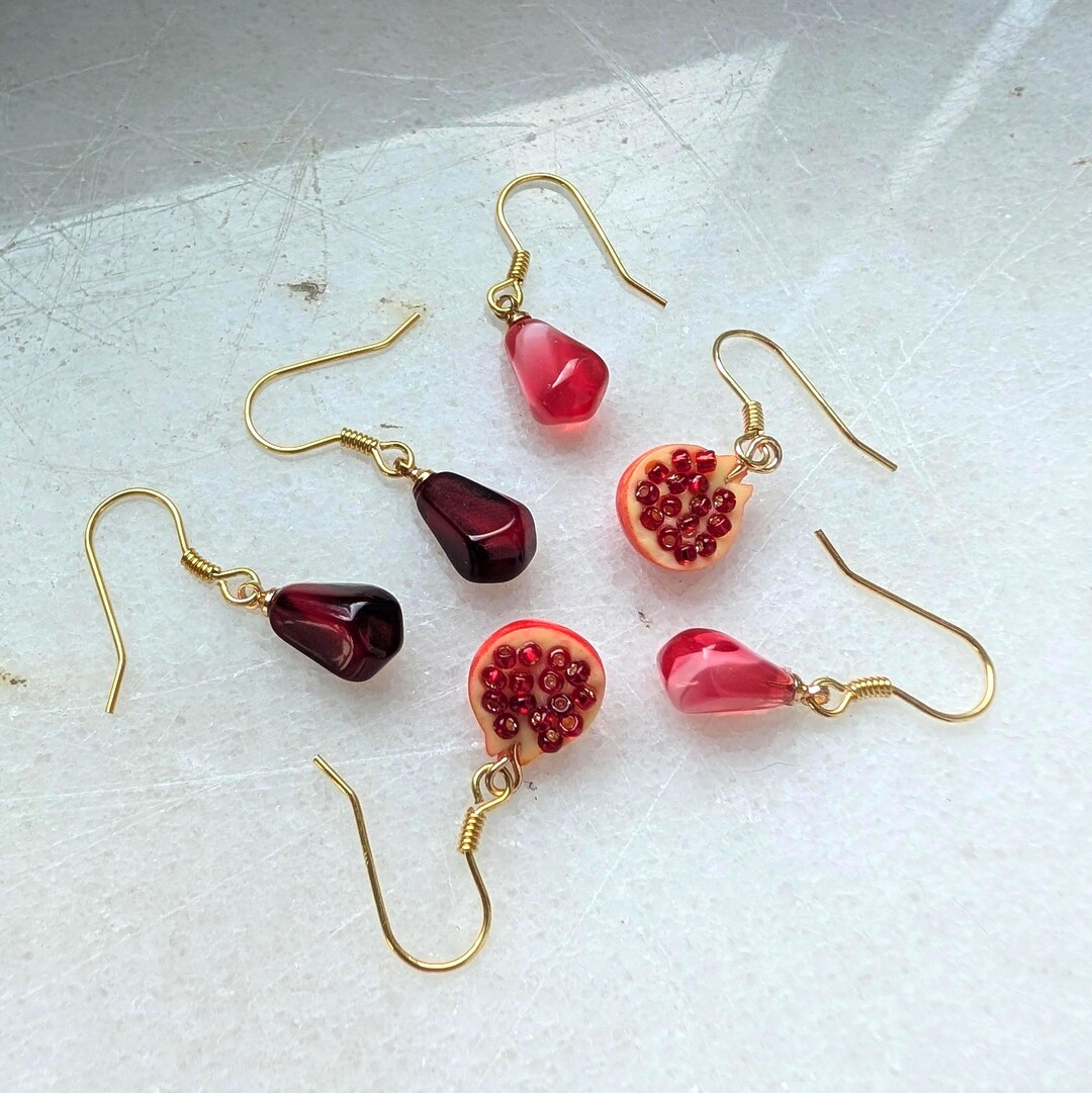 Pomegranate persephone earrings, gold greek mythology jewelry ...