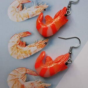 Shrimp Prawn Earrings, Crevette Lobster Seafood Sushi Charm, Ocean ...