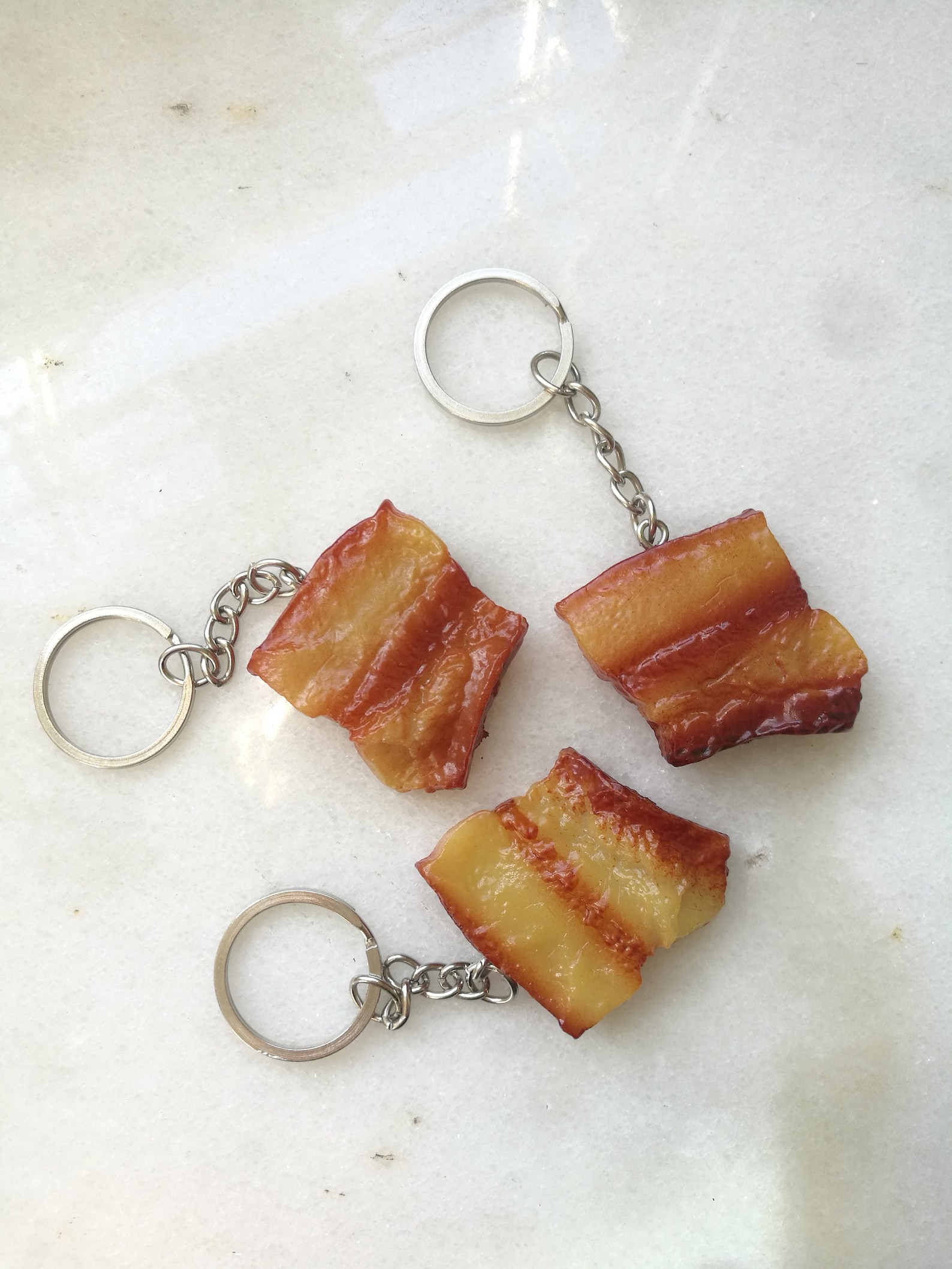 Bacon meat keychain funny food keychain charm pork beef | Etsy