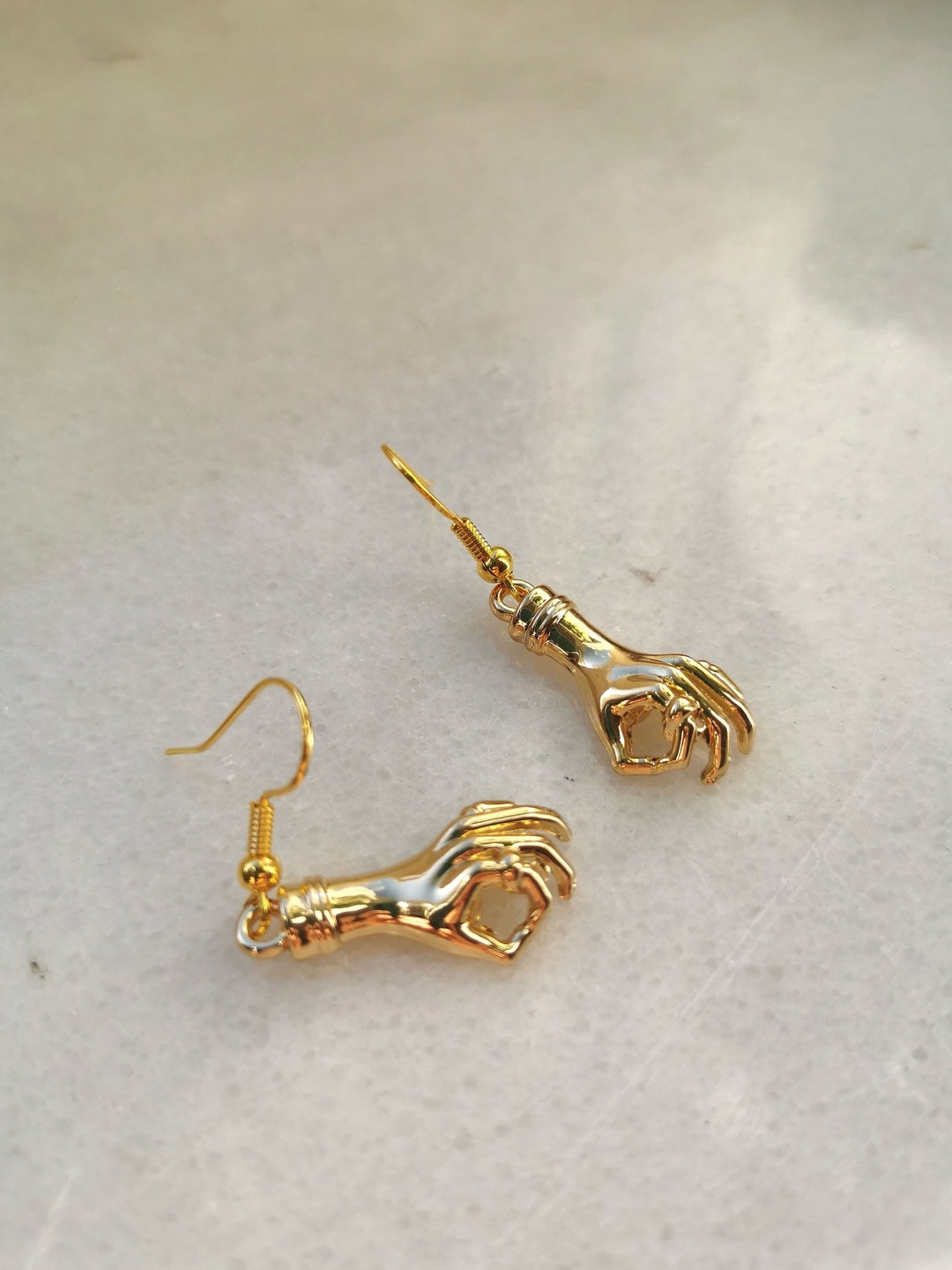 Ok Hand Palm Earrings, Lucky Sign Gold Charm, Magic Witchy Spiritual ...